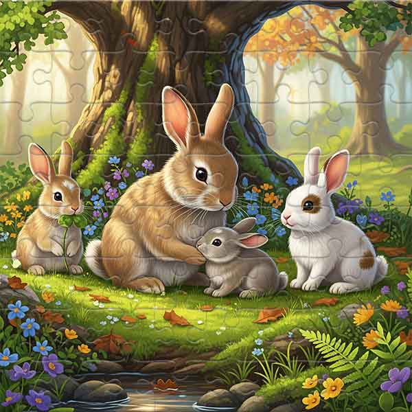 Rabbits in the autumn forest - Online Jigsaw Puzzle | Jigsaw Puzzles Online