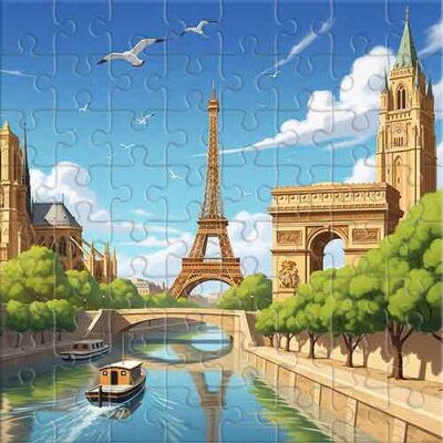 Parisian Patterns: Eiffel Tower, Notre Dame, and the Seine - Online ...