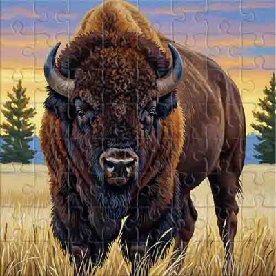 Mighty Bison at Sunset - Online Jigsaw Puzzle | Jigsaw Puzzles Online