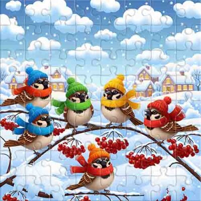 Winter Party of Bright Sparrows - Online Jigsaw Puzzle | Jigsaw Puzzles ...