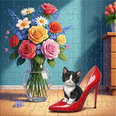 Flowers and a Fluffy Surprise - Online Jigsaw Puzzle | Jigsaw Puzzles ...