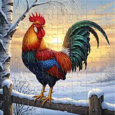 Frosty Dawn and a Vibrant Rooster - Online Jigsaw Puzzle | Jigsaw ...