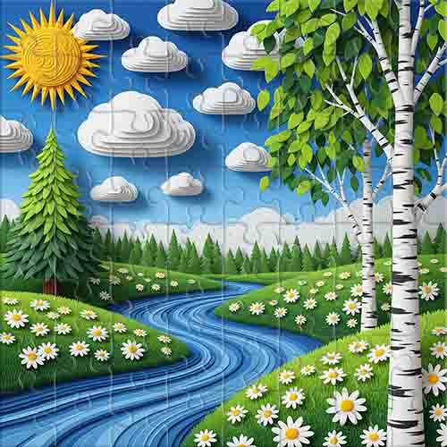 Blue River in Daisy Valley - Online Jigsaw Puzzle | Jigsaw Puzzles Online
